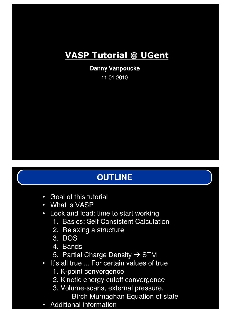 VAPS Tutorial11 01 2010 | PDF | Density Functional Theory | Molecules