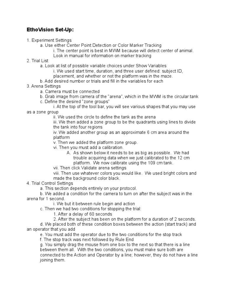 EthoVision Notes and Information | PDF | Experiment | Data Analysis