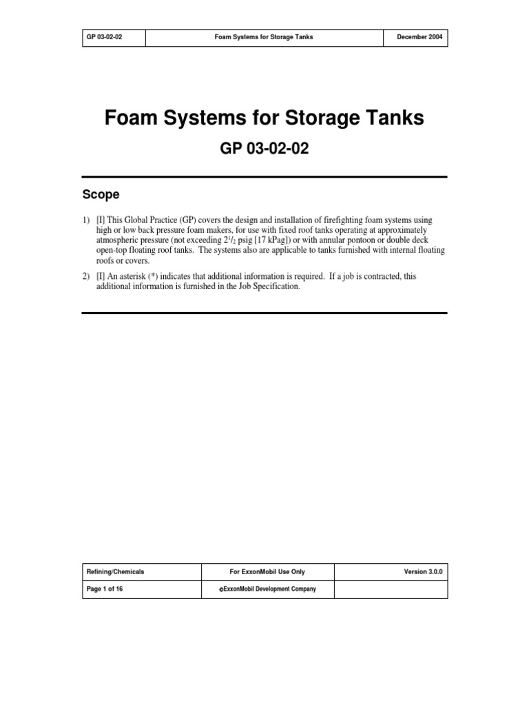 Foam Systems For Storage Tanks: Scope | PDF | Pipe (Fluid Conveyance ...