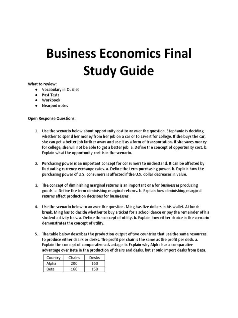 Business Economics Final Exam Guide | PDF | Free Trade | Economics