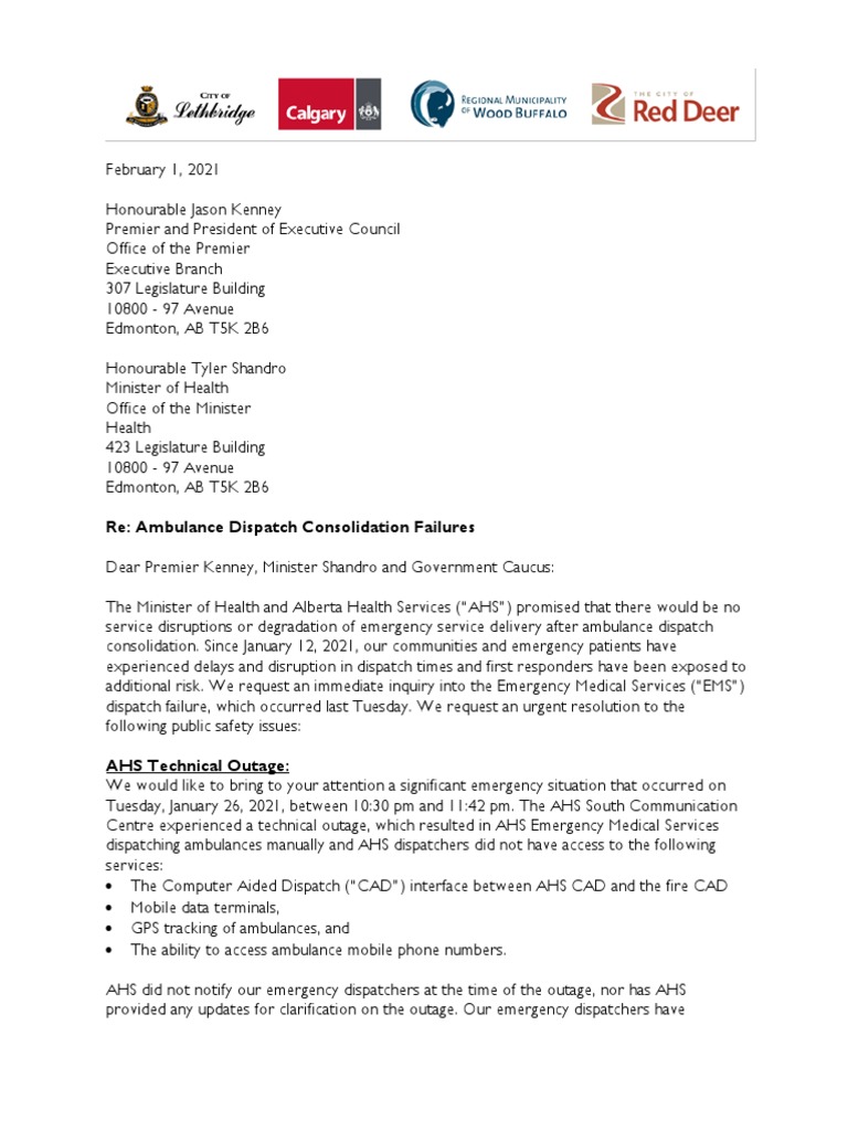 Alberta EMS Dispatch Failures Inquiry Request | PDF | Emergency Medical ...
