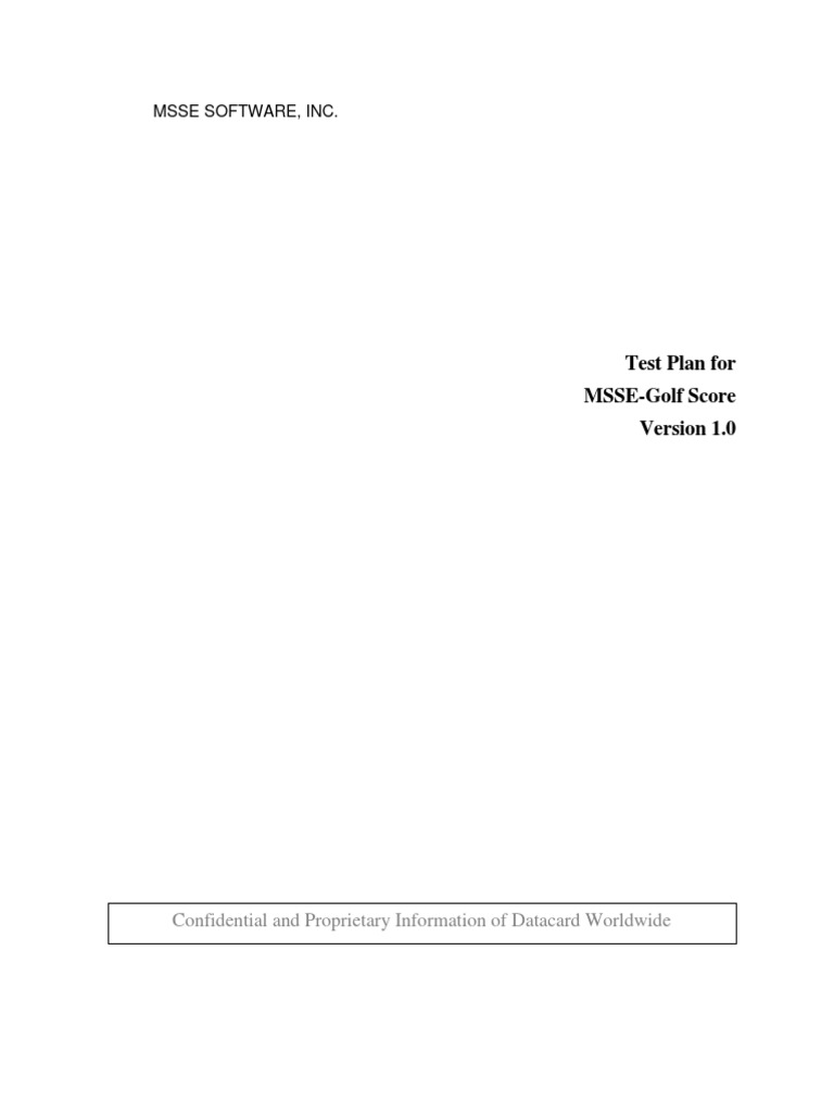 Msse Software, Inc.: Test Plan For MSSE-Golf Score | PDF | Par (Score ...
