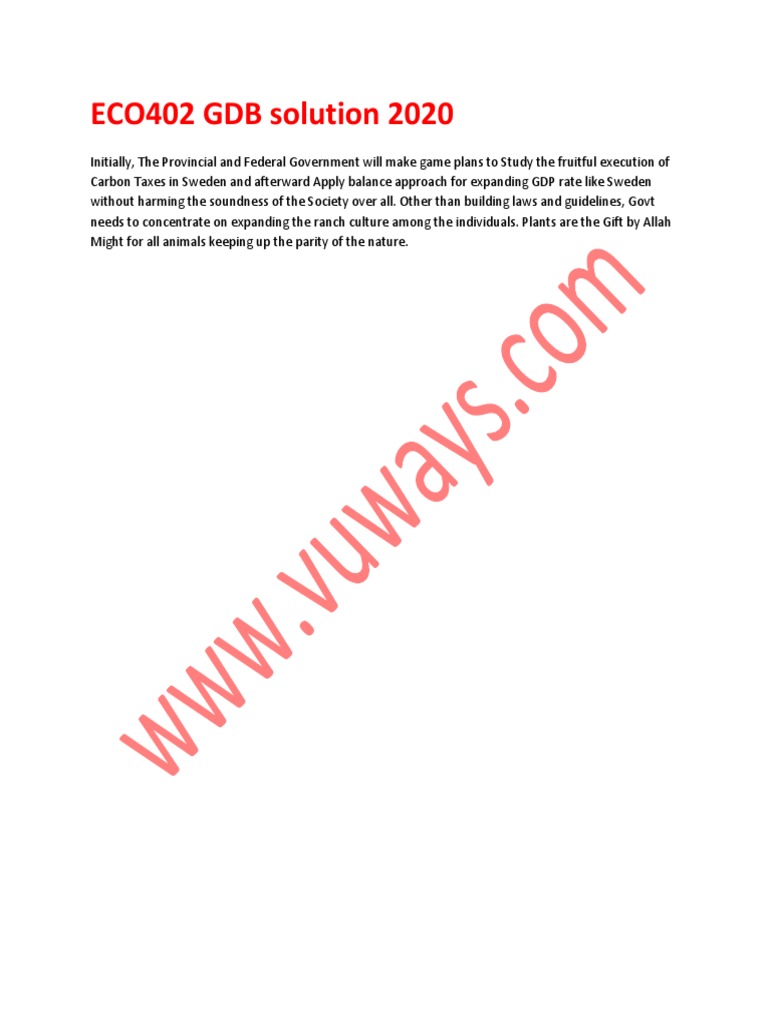 ECO402 GDB Solution | PDF