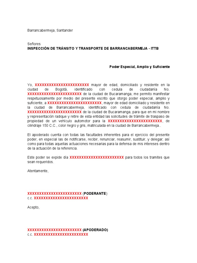 Poder Especial para Traspaso de Vehículo | PDF