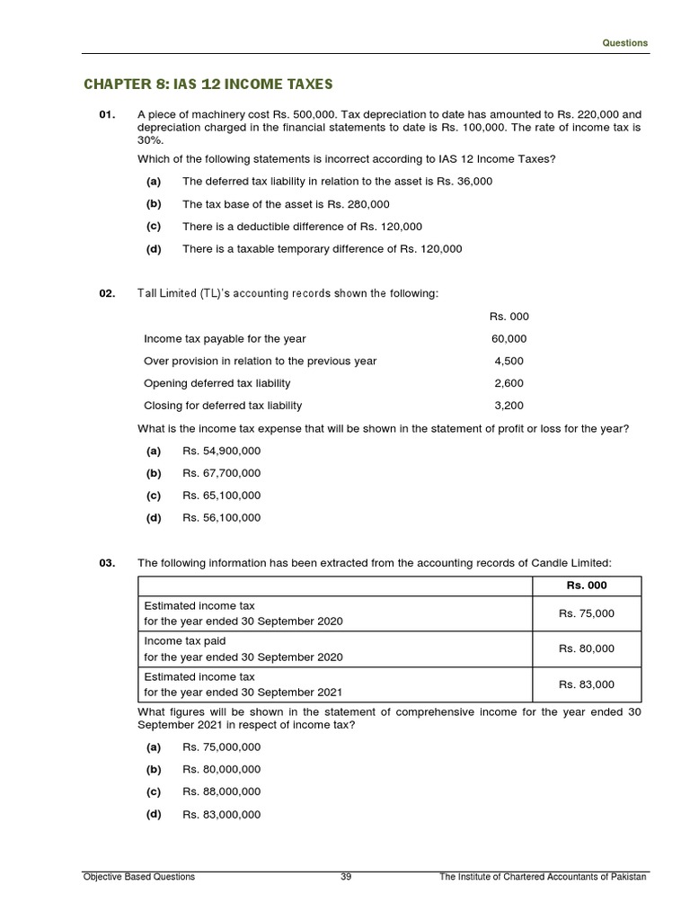 2 - IAS 12 Mcqs | PDF | Deferred Tax | Debits And Credits