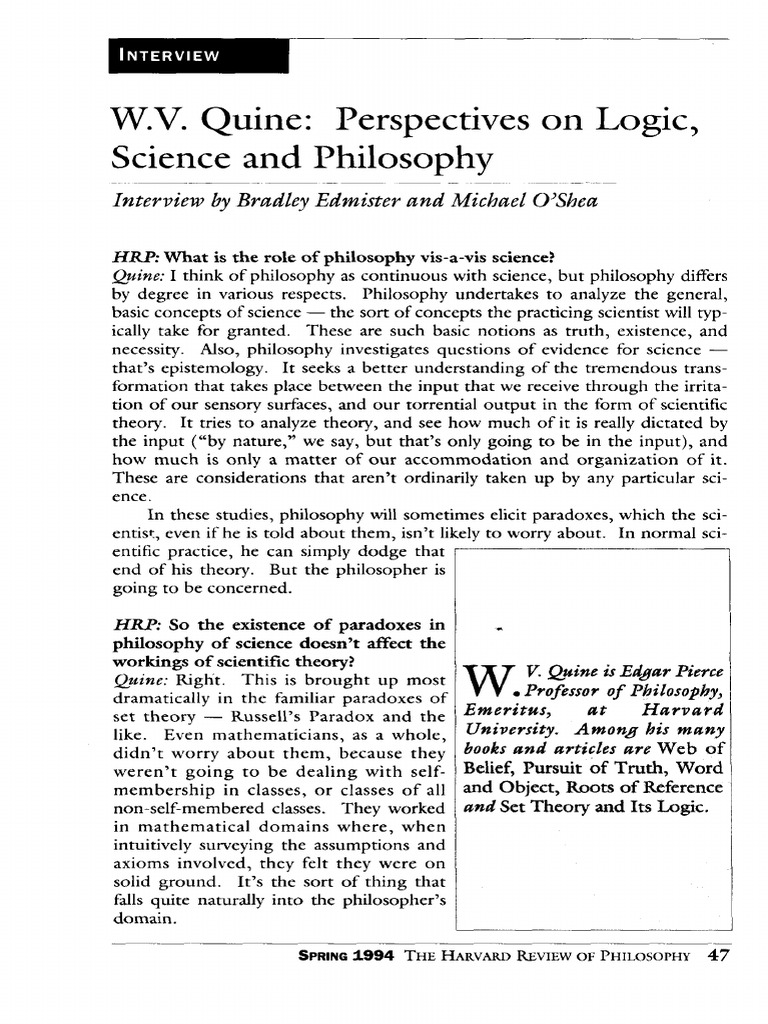 Quine | PDF | Theory | Mathematical Logic