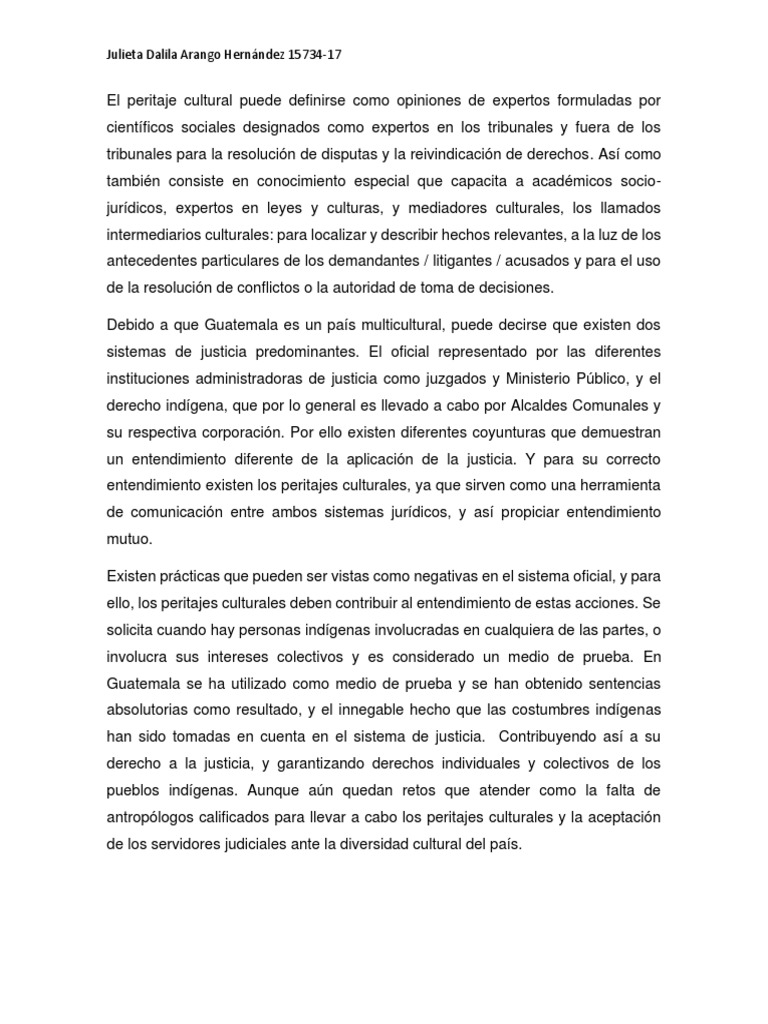 Peritaje Cultural en Guatemala: Justicia Multicultural | PDF | Ciencias ...