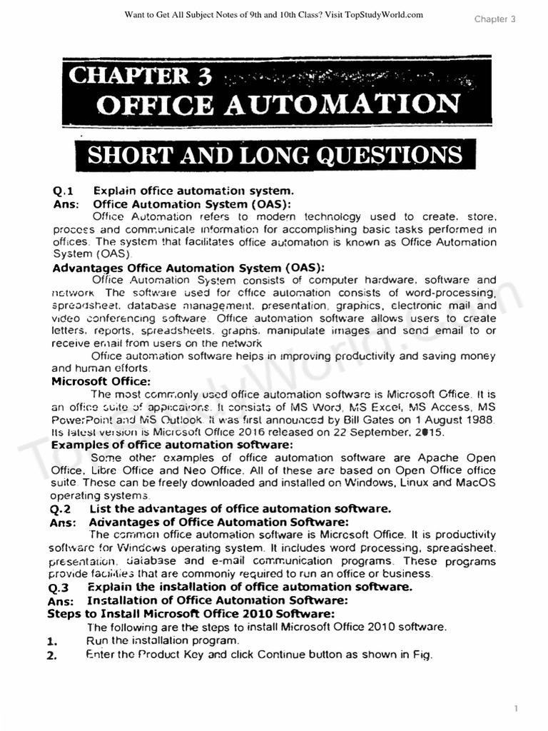 Chapter 3 - Office Automation - Notes | PDF | Keyboard Shortcut ...