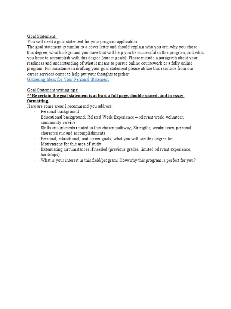 Goal Statement Guideline Template | PDF
