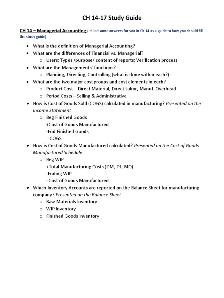 Accounting Study Guide: Chapters 14-17 | PDF | Finance & Money Management