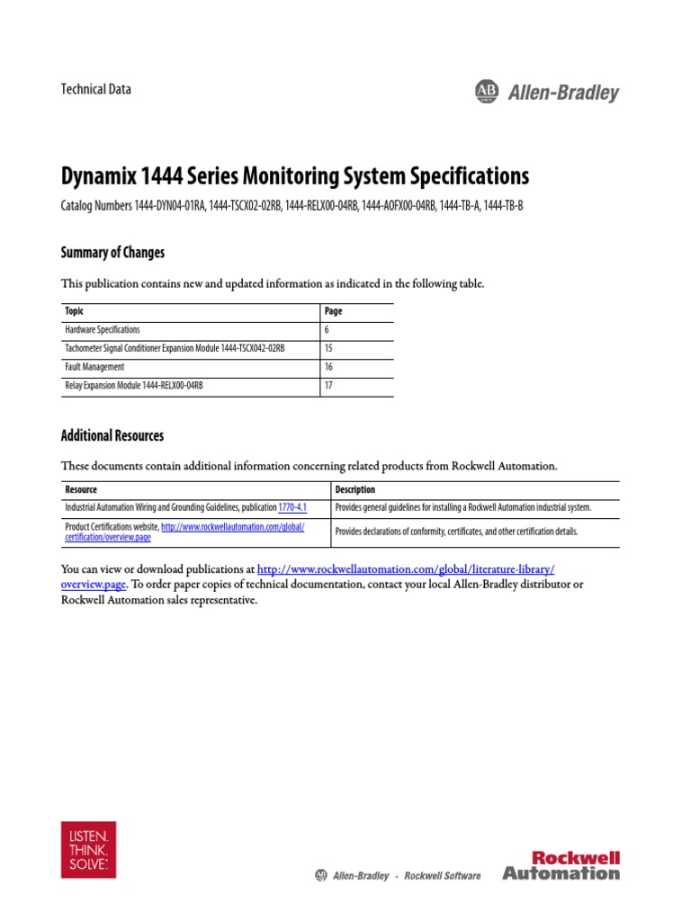 Dynamix 1444 Series Monitoring System Specifications: Technical Data | PDF | Technology ...