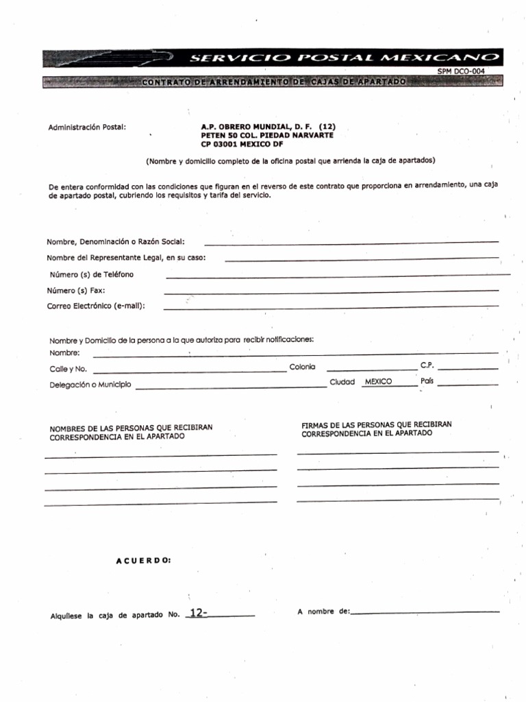 Contrato de Apartado Postal para México 2021 | PDF | Correo