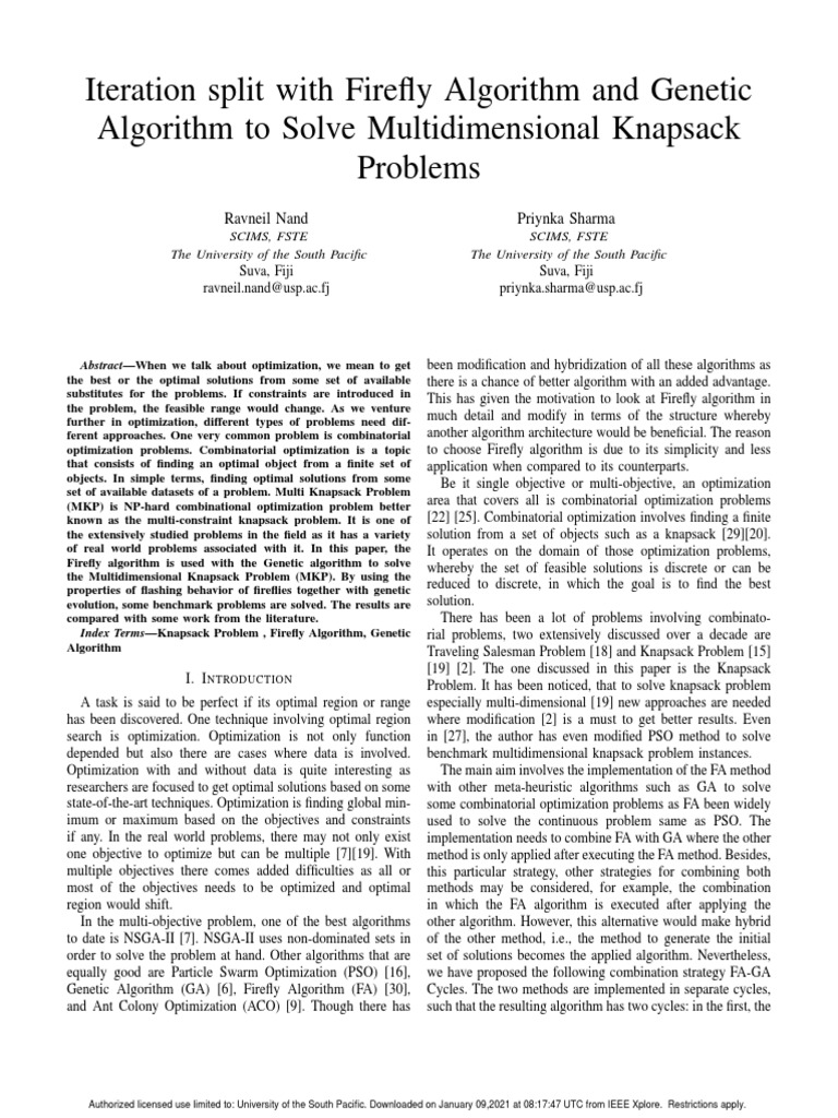 Iteration Split With Firefly Algorithm | PDF | Mathematical Optimization | Metaheuristic