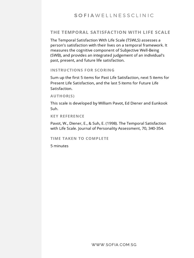 The Temporal Satisfaction With Life Scale | PDF