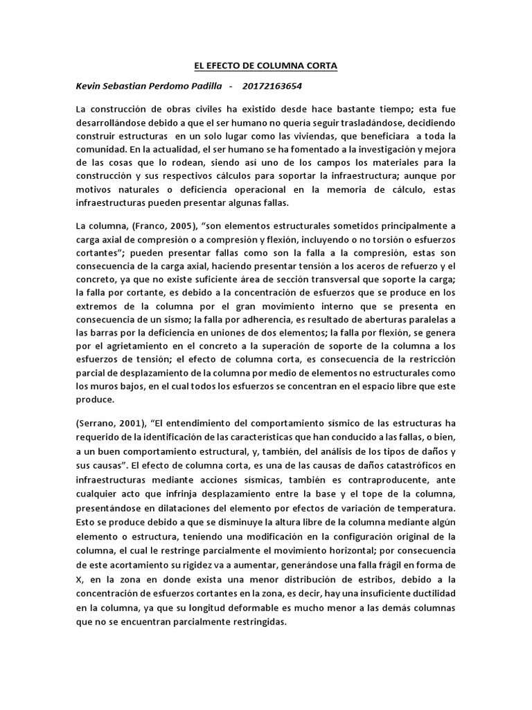 El Efecto de Columna Corta | PDF | Temblores | Falla (geología)