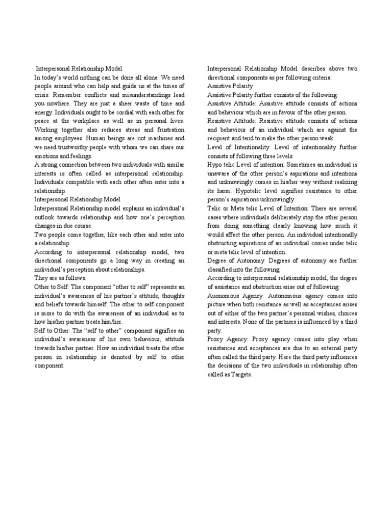 Relationship Model | PDF | Interpersonal Relationships | Autonomy