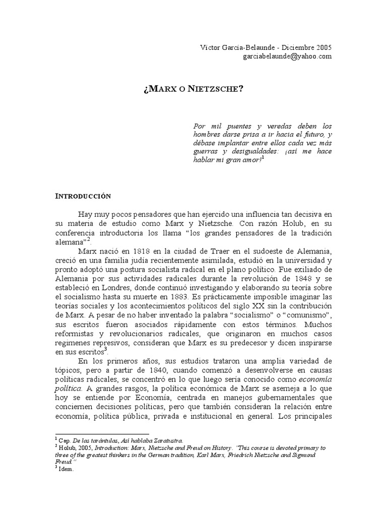 Marx Vs Nietzsche | PDF | Friedrich Nietzsche | Karl Marx