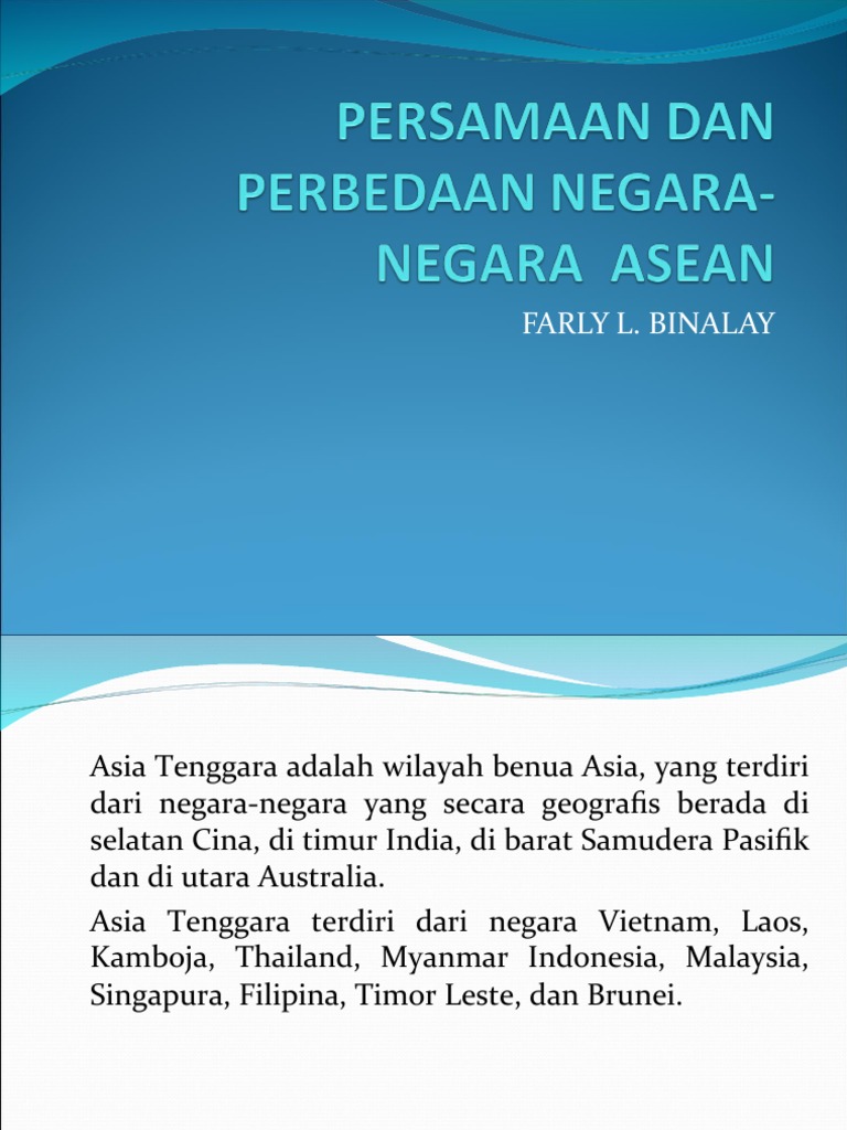 Persamaan Dan Perbedaan Negara-Negara Asean | PDF Persamaan Dan Perbedaan Negara-Negara Asean | PDF