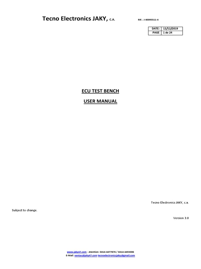 ECU Test Bench User Manual | PDF | Switch | Electrical Connector