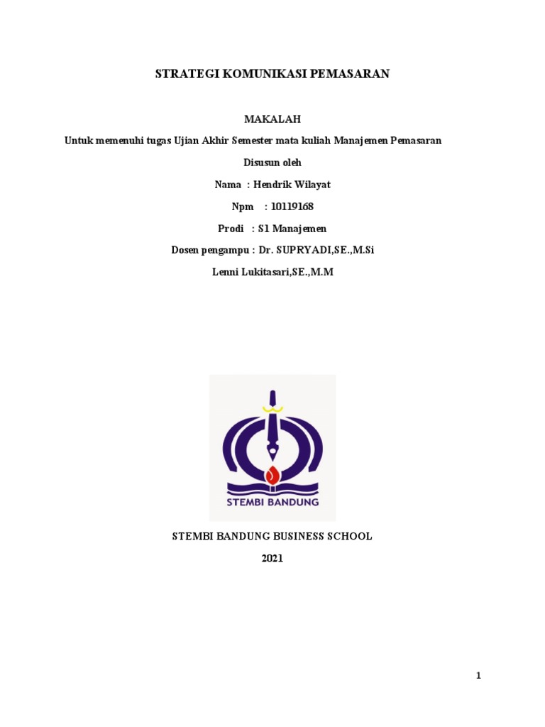 Uas Manajemen Pemasaran Hendrik | PDF