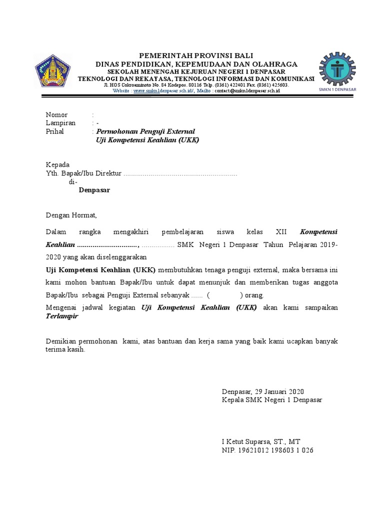 Surat Permohonan Penguji External | PDF