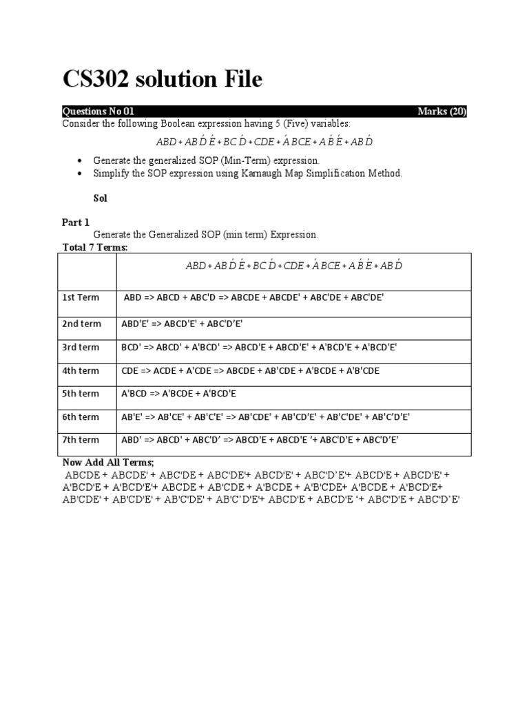 CS302 Solution File: Questions No 01 | PDF