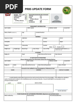 Prbs Update Form 2023 - Printable Forms Free Online