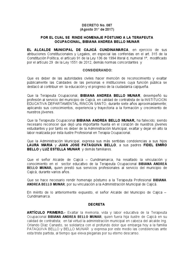 Decreto Homenaje Postumo | PDF | Gobierno | Empleo