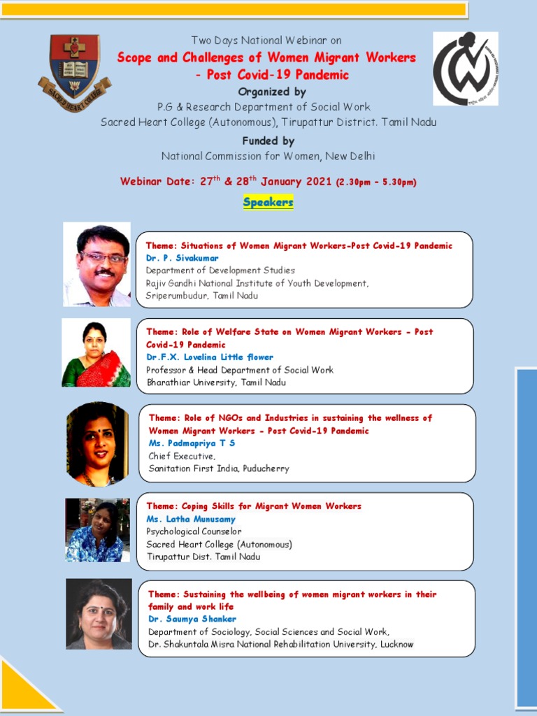 National Webinar On Women Migrant Workers - 27th & 28th Jan 2021 | PDF ...