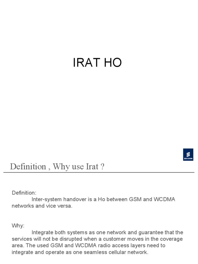 Ericsson Irat HO - Details | PDF | Mobile Telecommunications | Radio ...