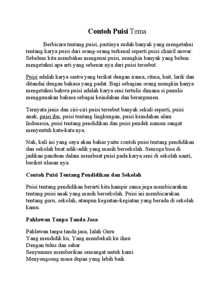 Contoh Puisi Pendidikan untuk Anak SD | PDF | Puisi | Fiksi Umum