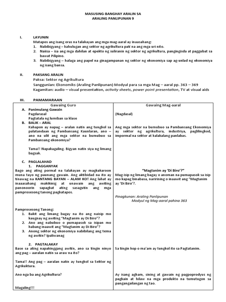 Lesson Plan in Ap 9 | PDF
