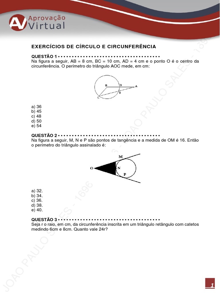 Circulo e Circunferencia | PDF | Círculo | Triângulo