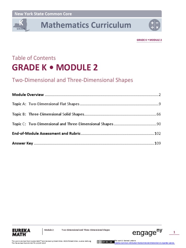 Grade K - Module 2: Mathematics Curriculum | PDF | Shape | Common Core ...