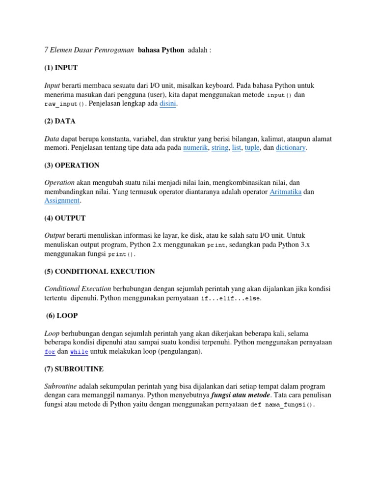 7 Elemen Dasar Python | PDF
