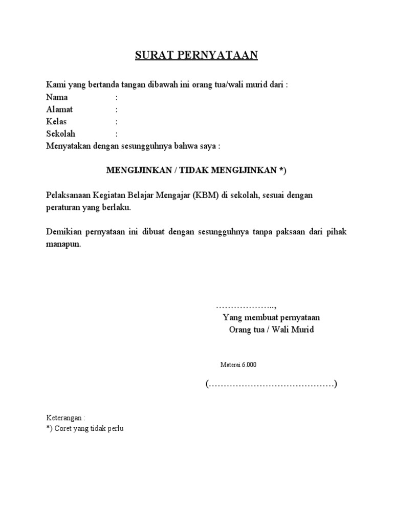 Surat Pernyataan (Sampel) | PDF