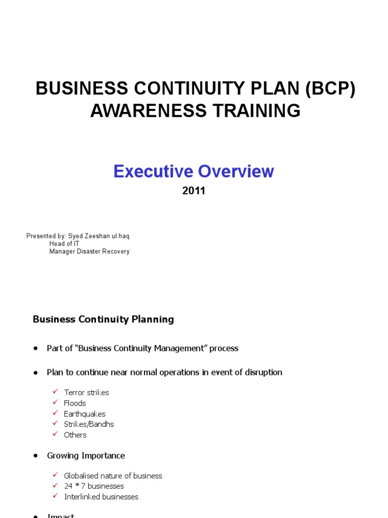 BCP Training Program Overview | PDF