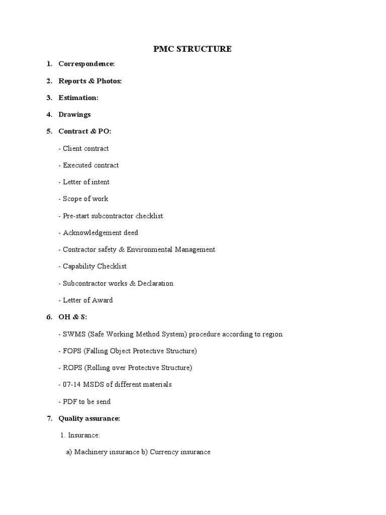 PMC Structure: 1. Correspondence: 2. Reports & Photos: 3. Estimation: 4 ...