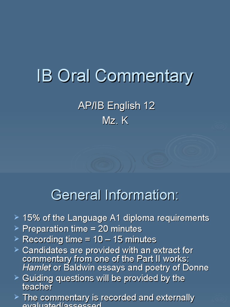 IB Oral Commentary | PDF | Literary Criticism | Writers