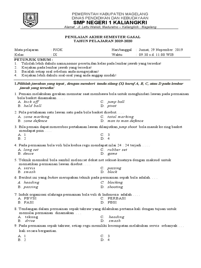 Soal PAS 9 2019 Ganjil | PDF