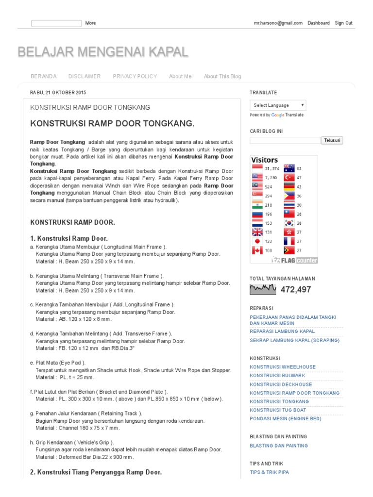 Belajar Mengenai Kapal - Konstruksi Ramp Door Tongkang | PDF