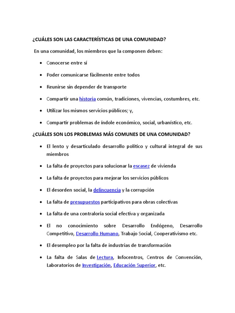 Cuáles Son Las Características de Una Comunidad | PDF | Política (general)
