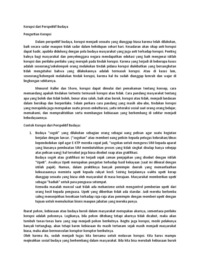 Korupsi Dari Perspektif Budaya | PDF