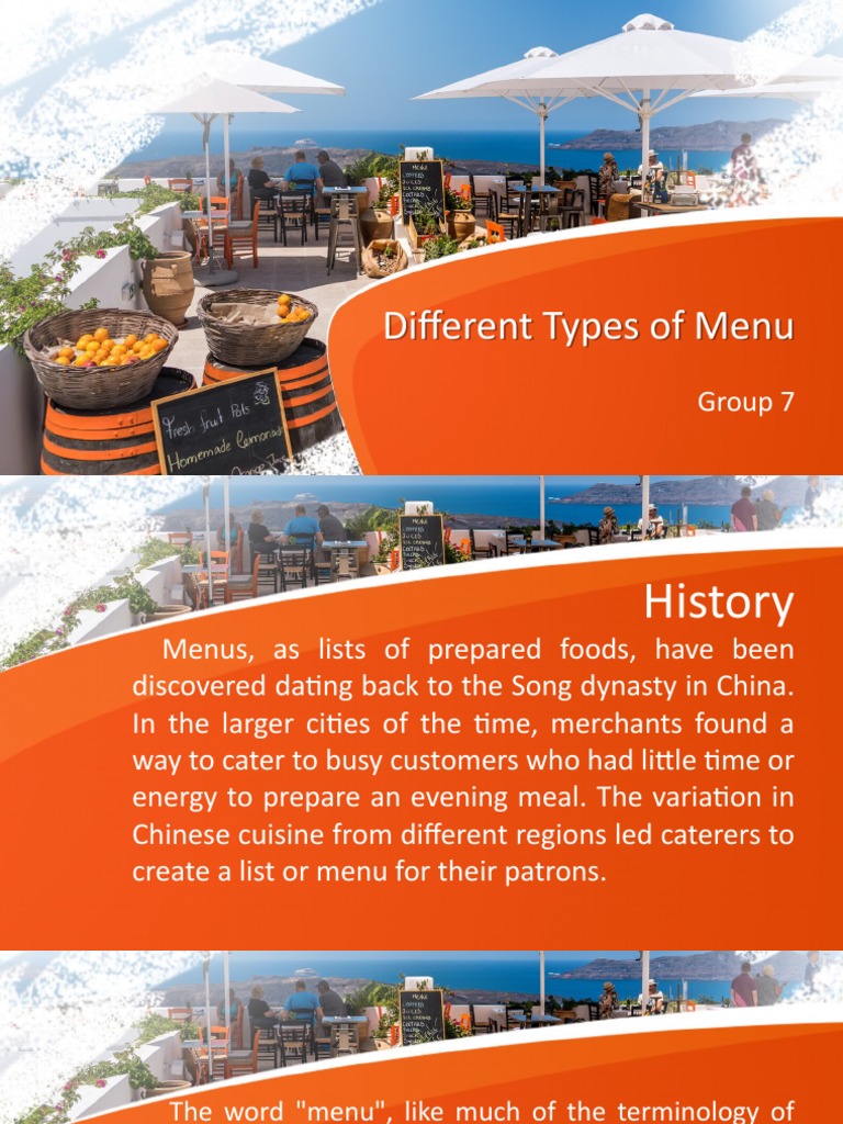 Different Types of Menu | PDF | Menu | Restaurants