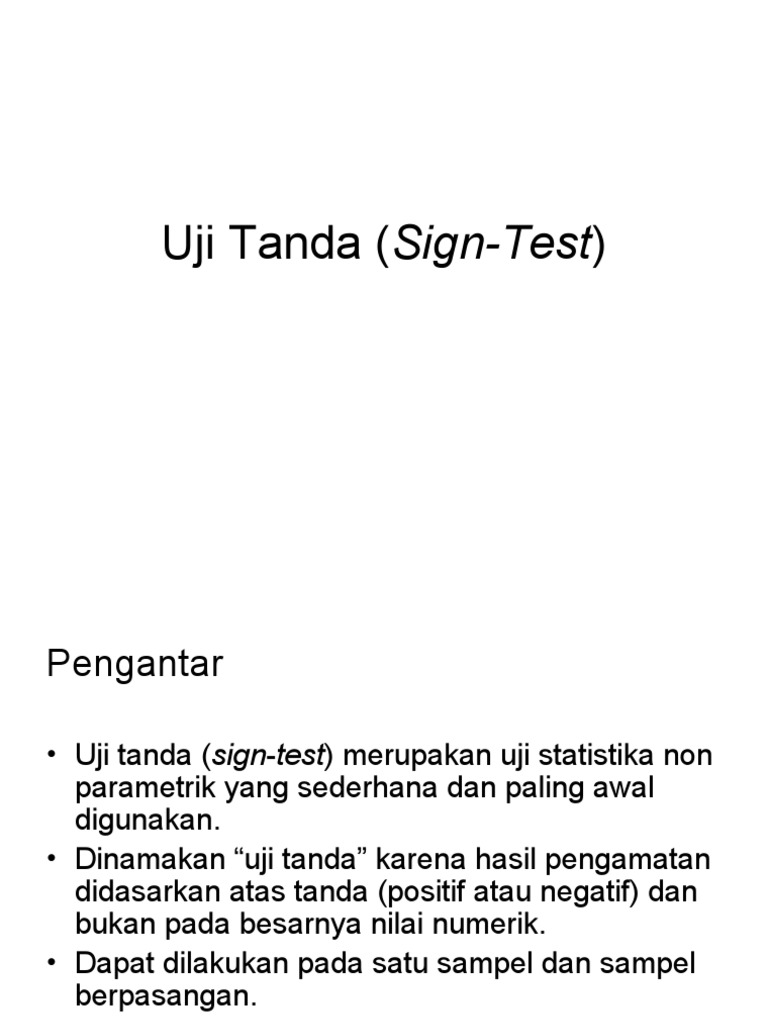 01 Uji Satu Tanda Sign Test | PDF