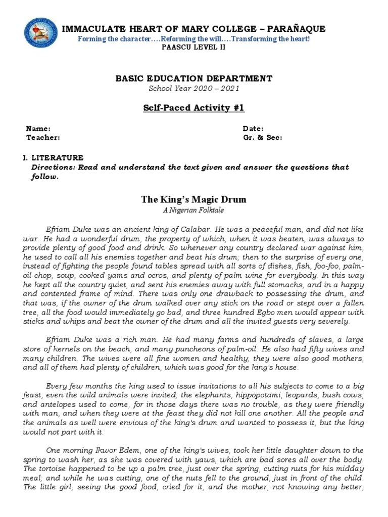 ENG8_Self-Paced Activity 1 | PDF | Foods