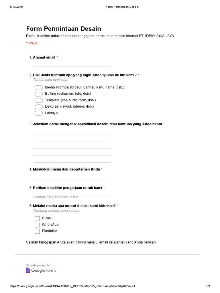 Google Formulir - Form Permintaan Desain | PDF