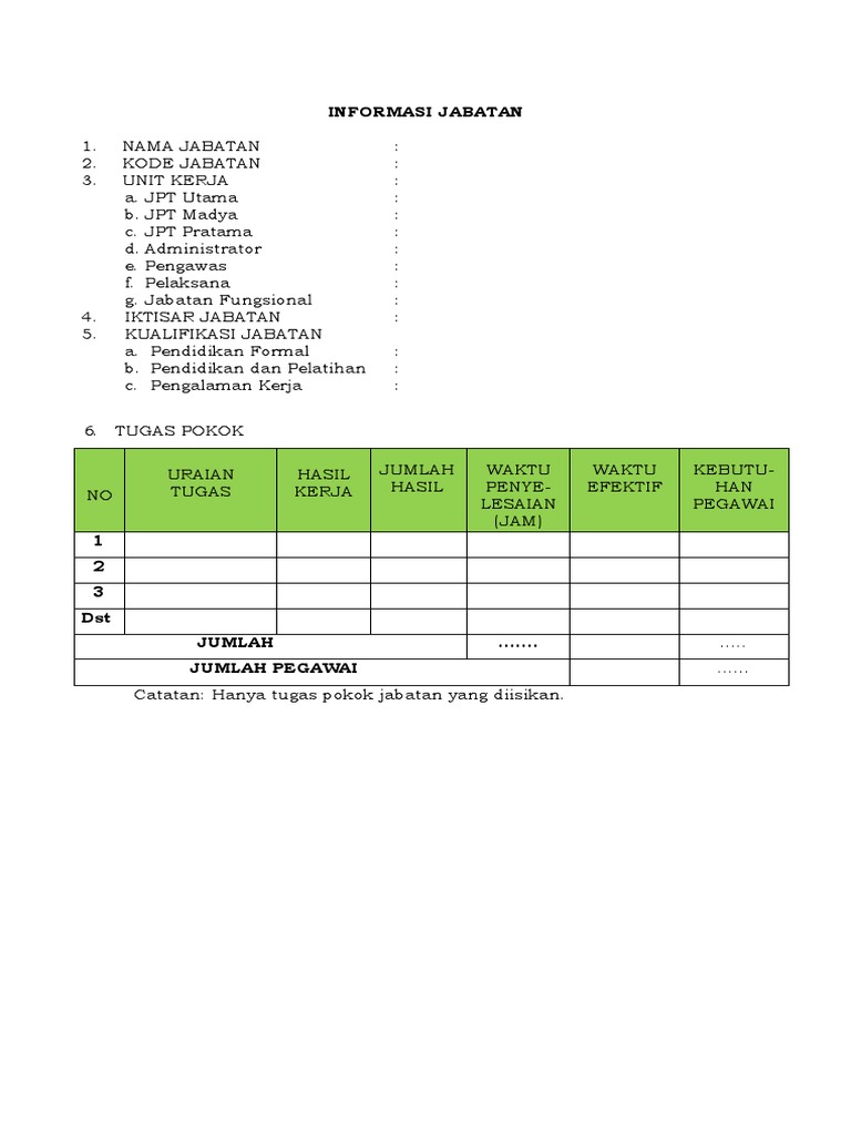 Form Infojab Permenpan | PDF | Komputer