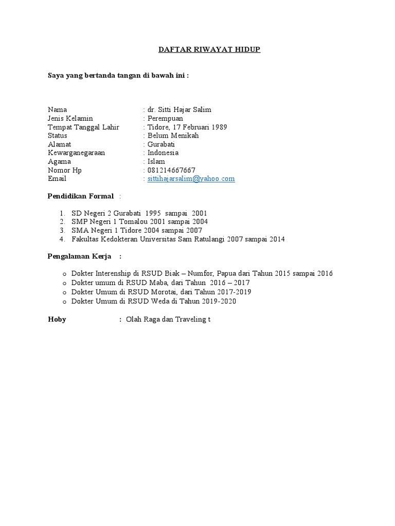 CV Dr. Sitti Hajar | PDF