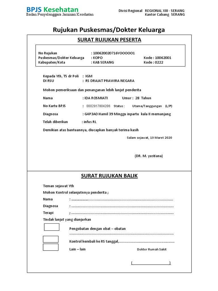 Surat Rujukan BPJS Baru | PDF